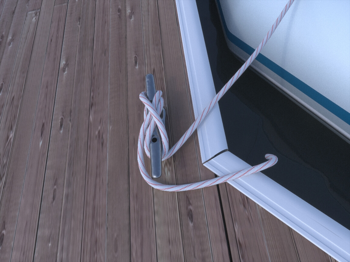 Cleat With Dock Line Low-Poly 3D Model by RobH2