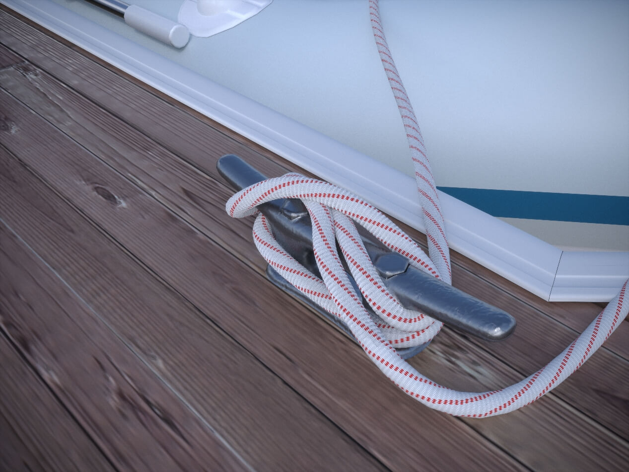 Cleat With Dock Line Low-Poly 3D Model by RobH2