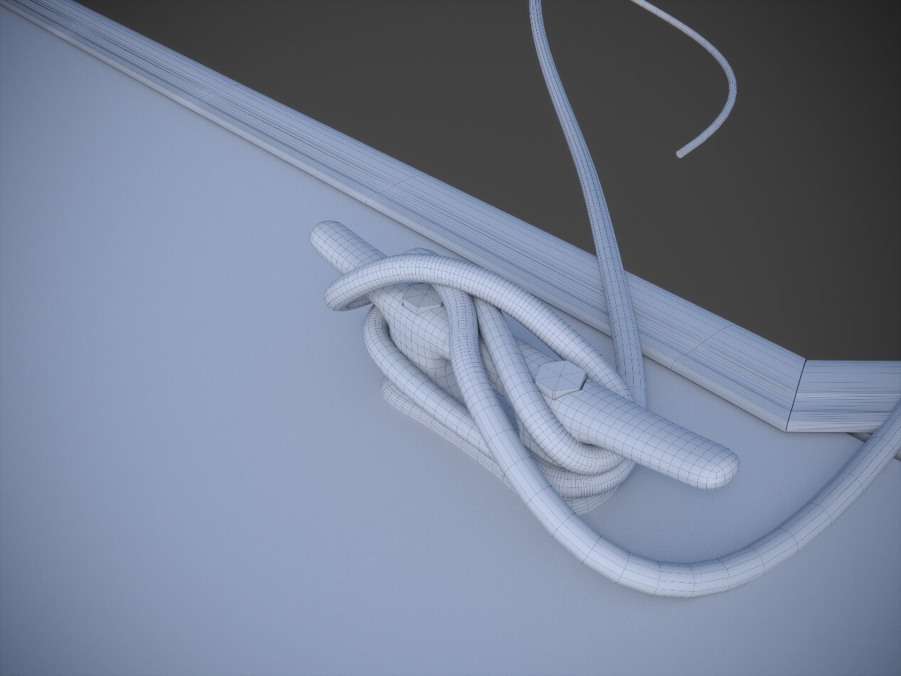 Cleat With Dock Line Low-Poly 3D Model by RobH2