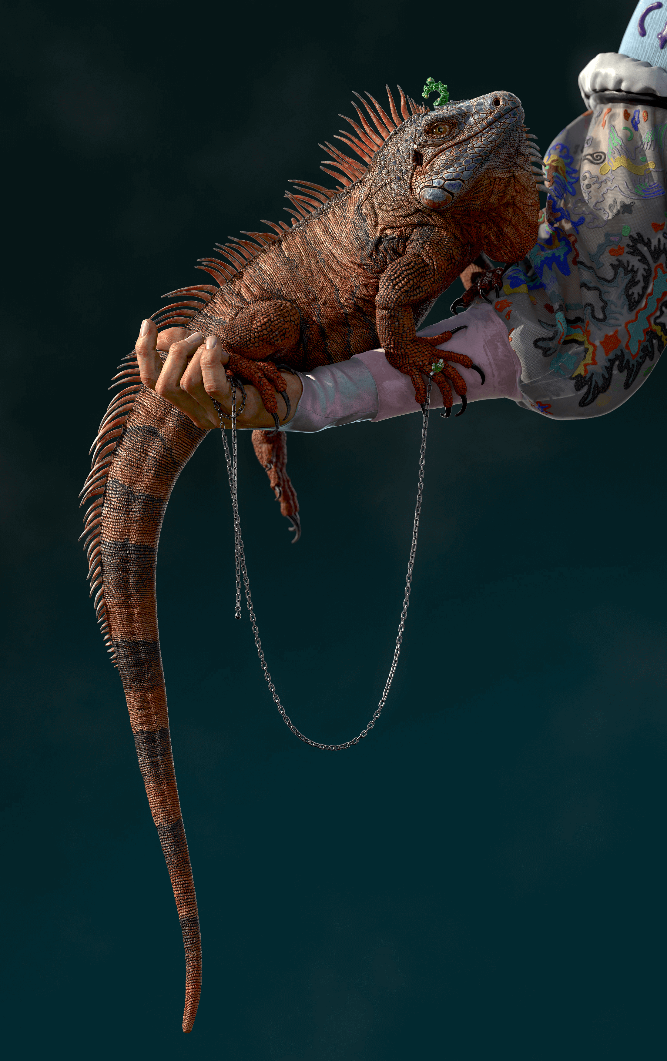 Roro Son and Iguana 3D Render, Digital Art by RodaNa