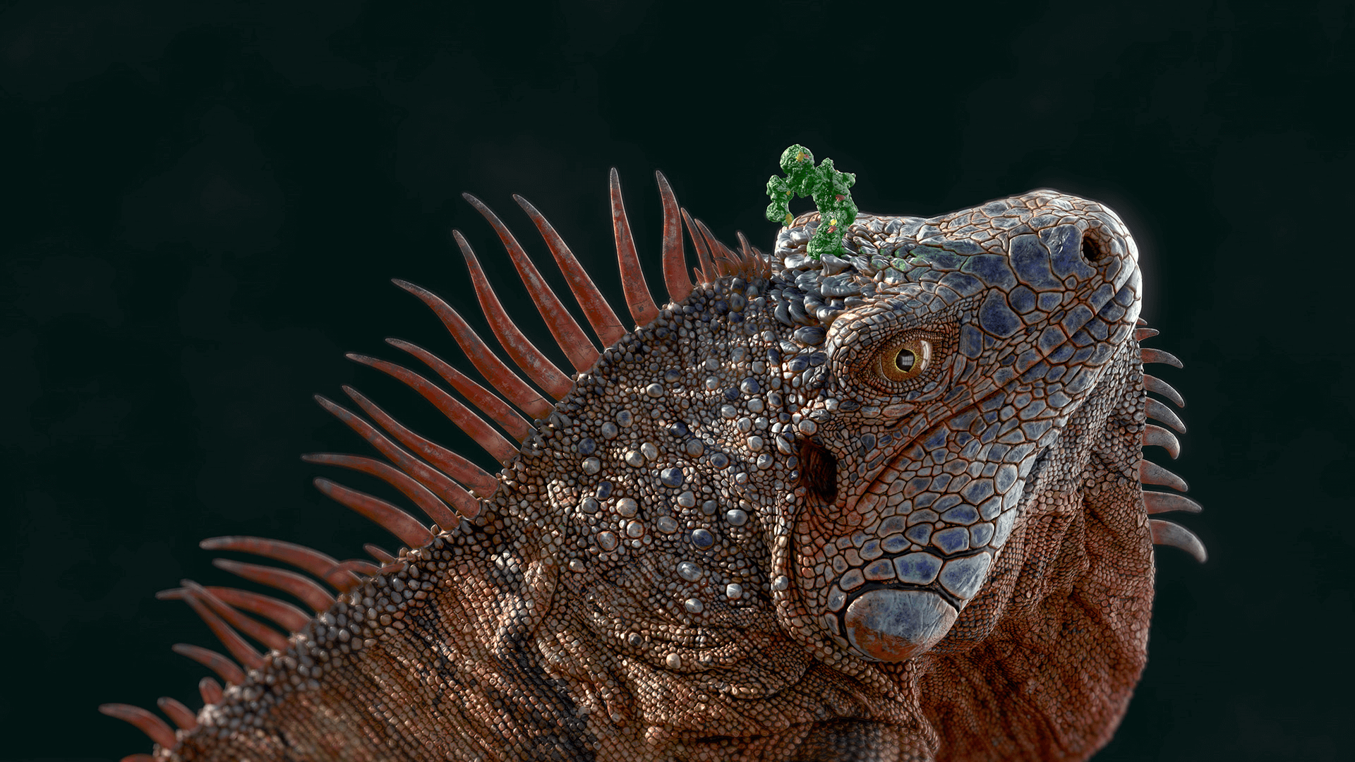 Roro Son and Iguana 3D Render, Digital Art by RodaNa