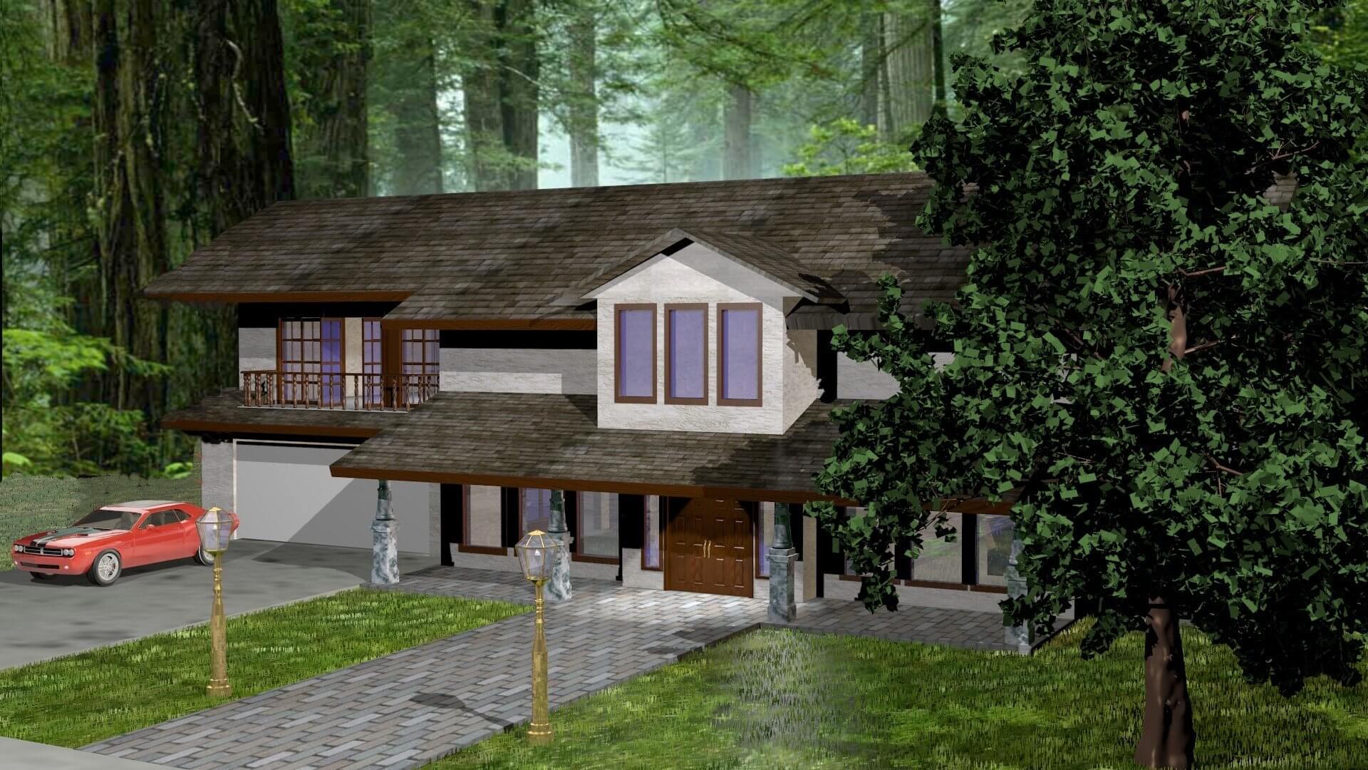 Two story house 3D Render, Digital Art by RogerDS