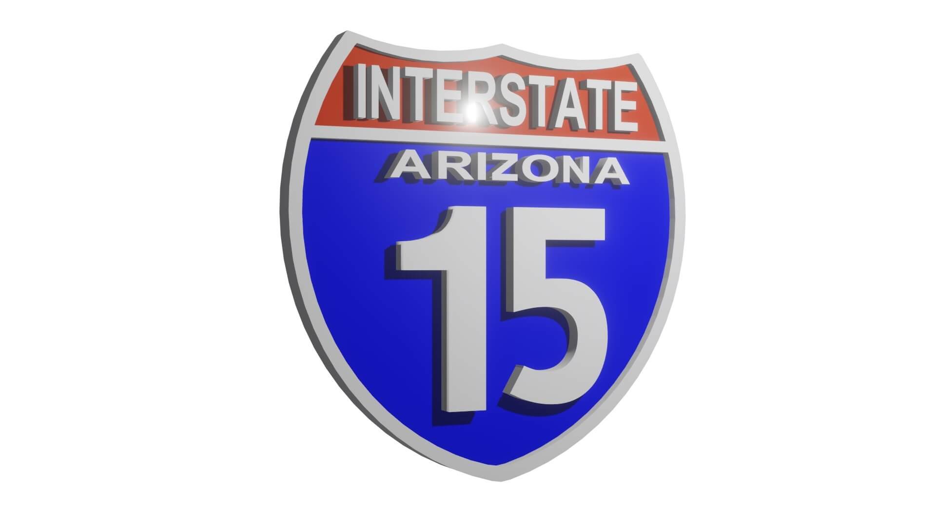 Sign Arizona Interstate 15 - 3D Model by RogerDS
