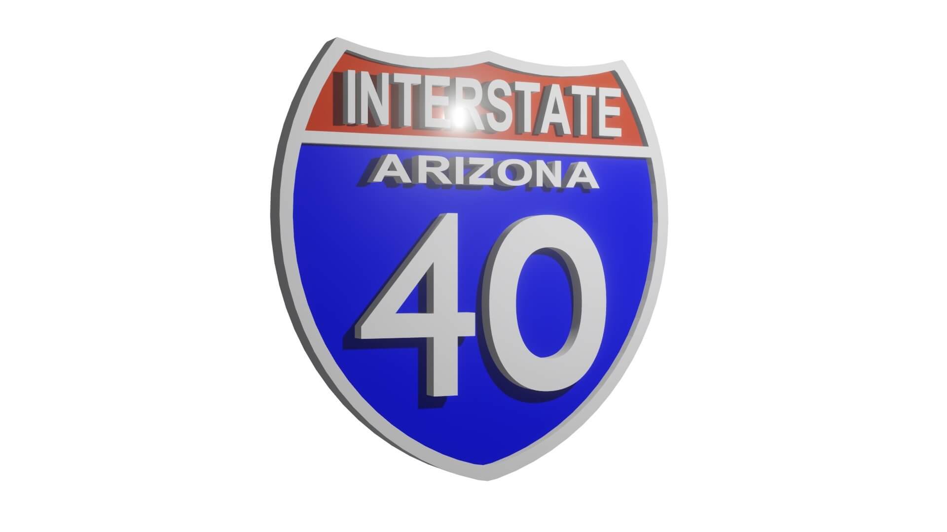 Sign Arizona Interstate 40 - 3D Model by RogerDS