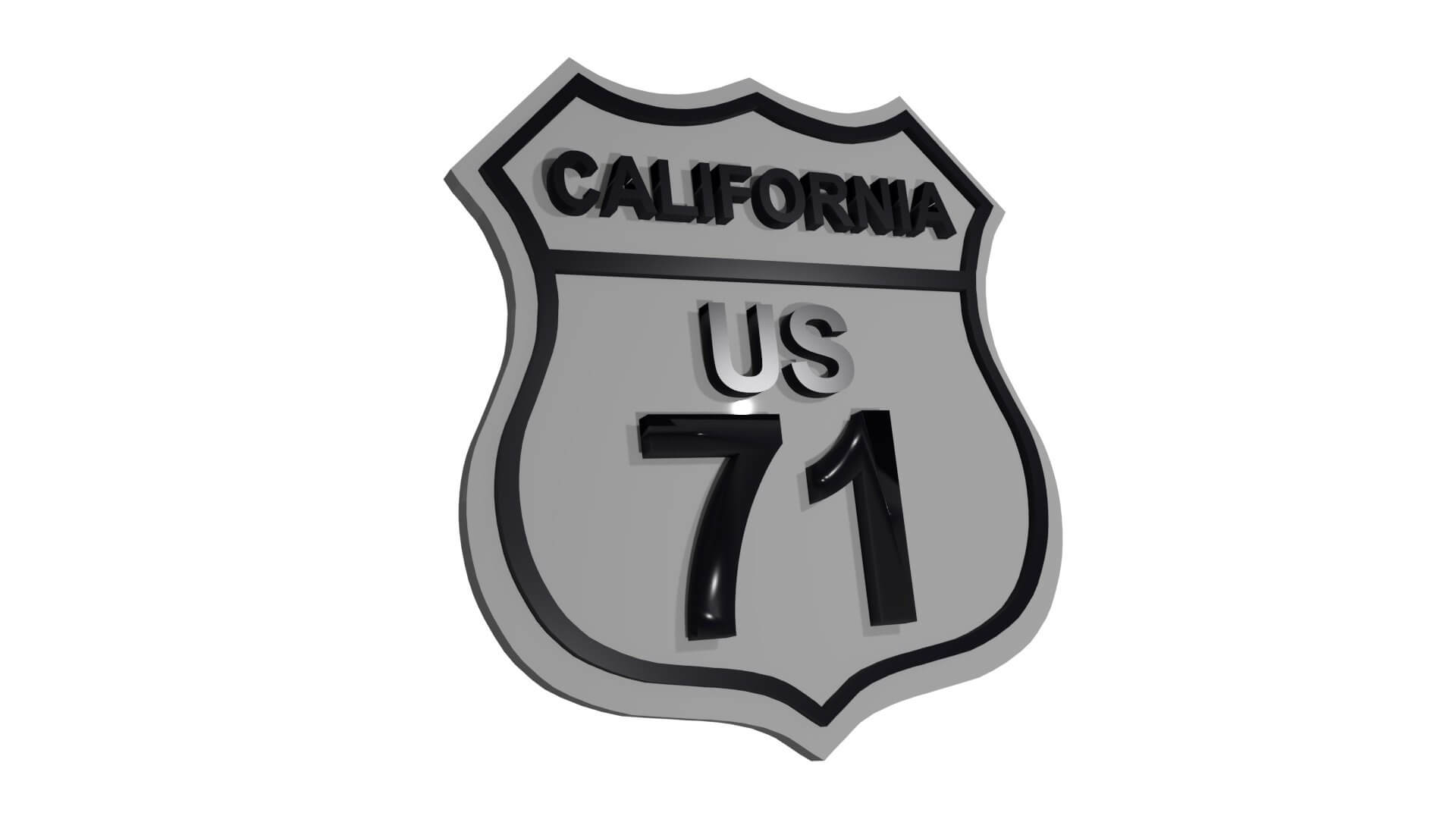 Sign California US Highway 71 - 3D Model by RogerDS