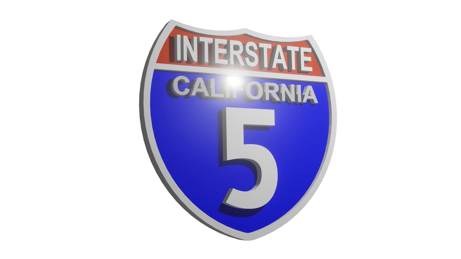 Sign Interstate 5 California - 3D Model by RogerDS