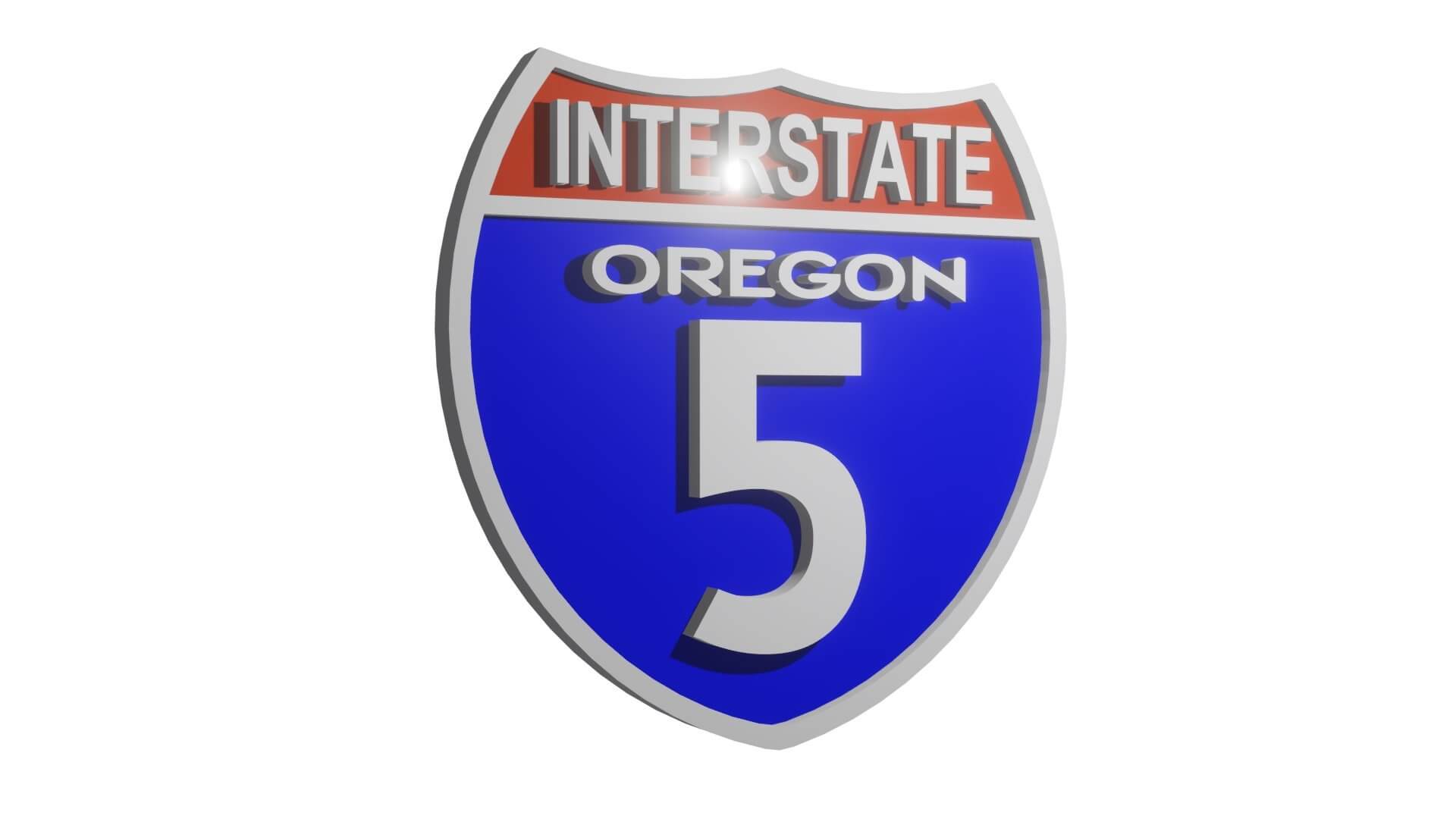 Sign Interstate 5 Oregon - 3D Model by RogerDS