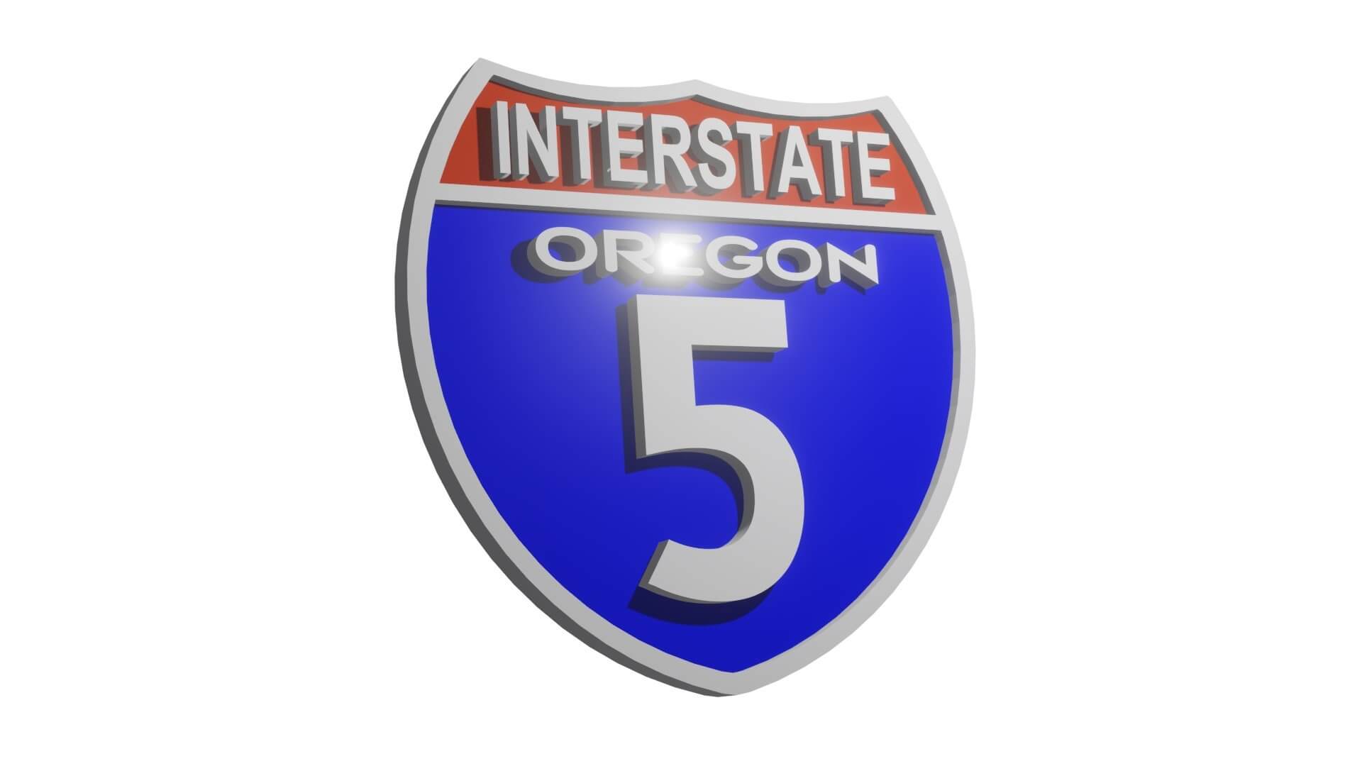 Sign Interstate 5 Oregon - 3D Model by RogerDS
