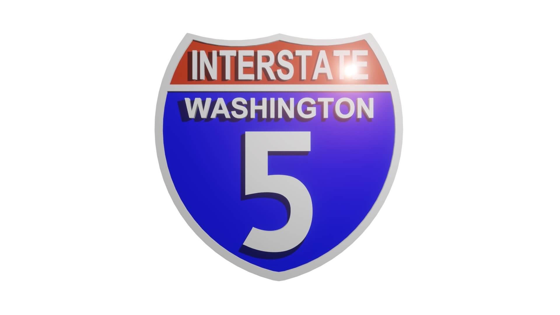 Sign Interstate 5 Washington - 3D Model by RogerDS
