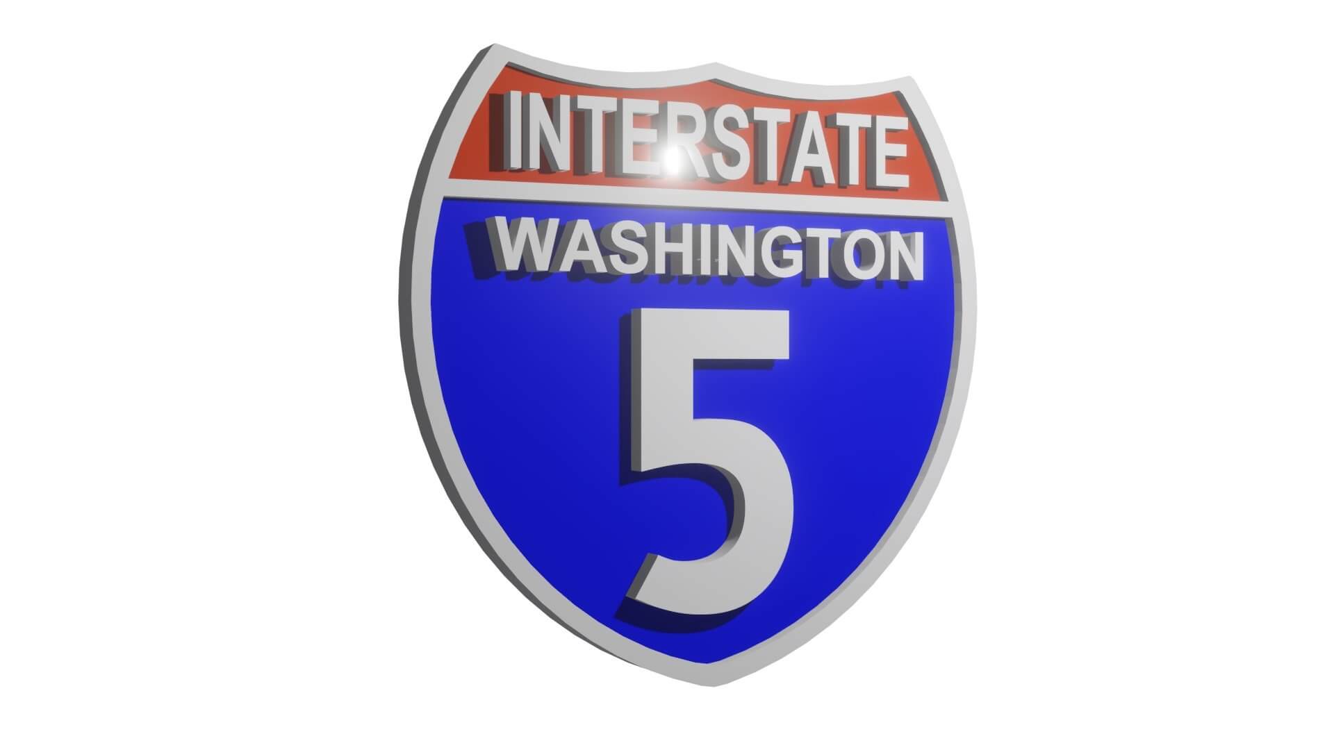 Sign Interstate 5 Washington - 3D Model by RogerDS