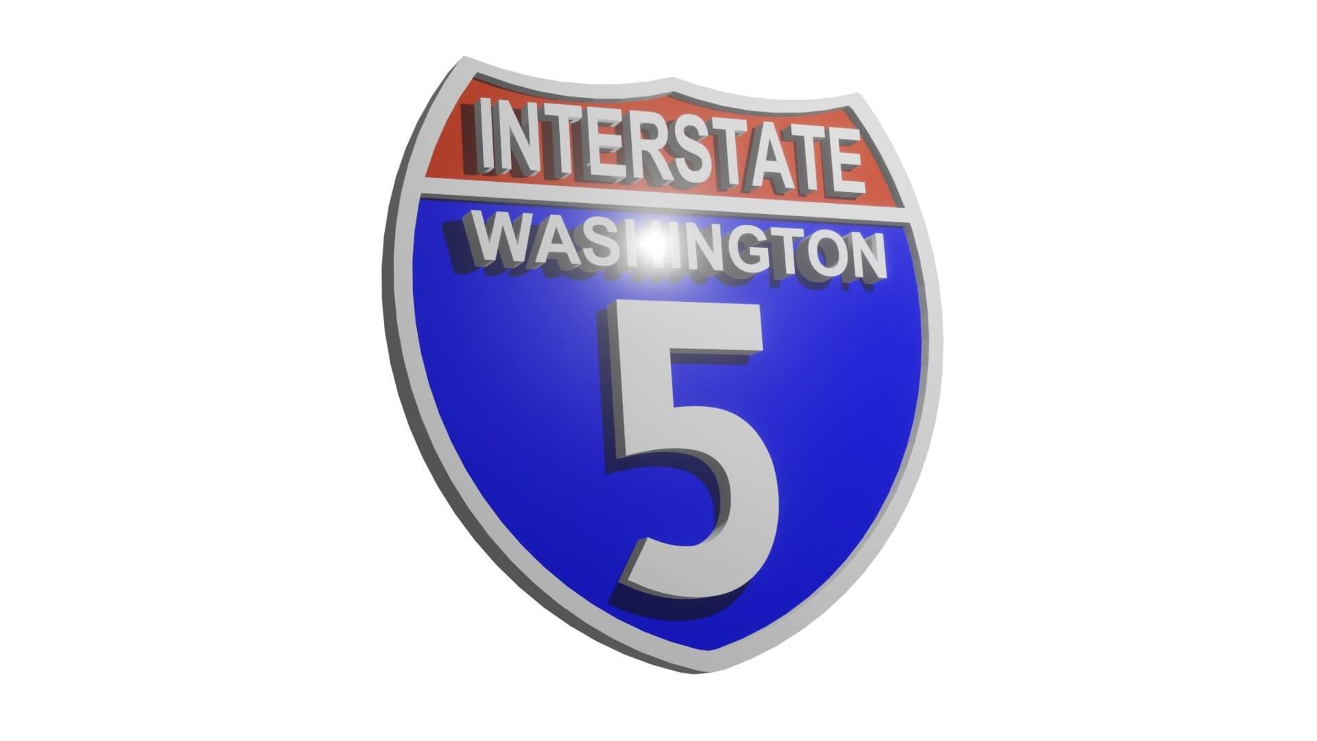 Sign Interstate 5 Washington - 3D Model by RogerDS