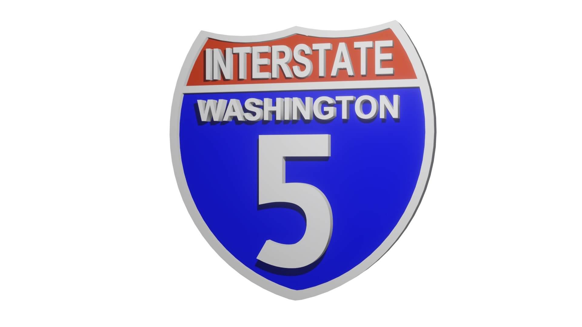 Sign Interstate 5 Washington - 3D Model by RogerDS