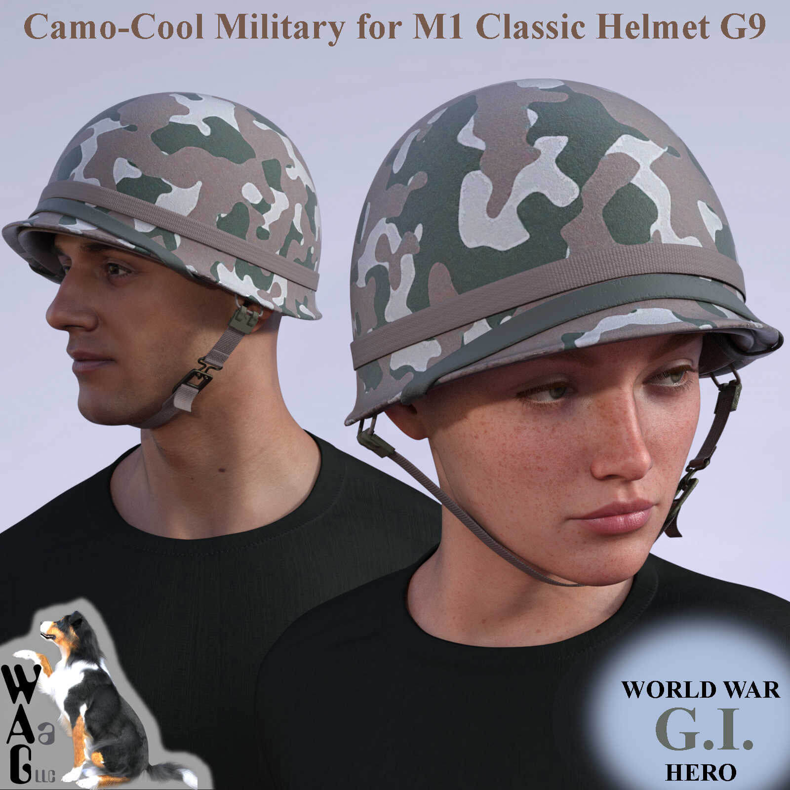 CAMO-COOL MILITARY Set-1 for M1 Classic Helmet Genesis9 (G9) 3D ...