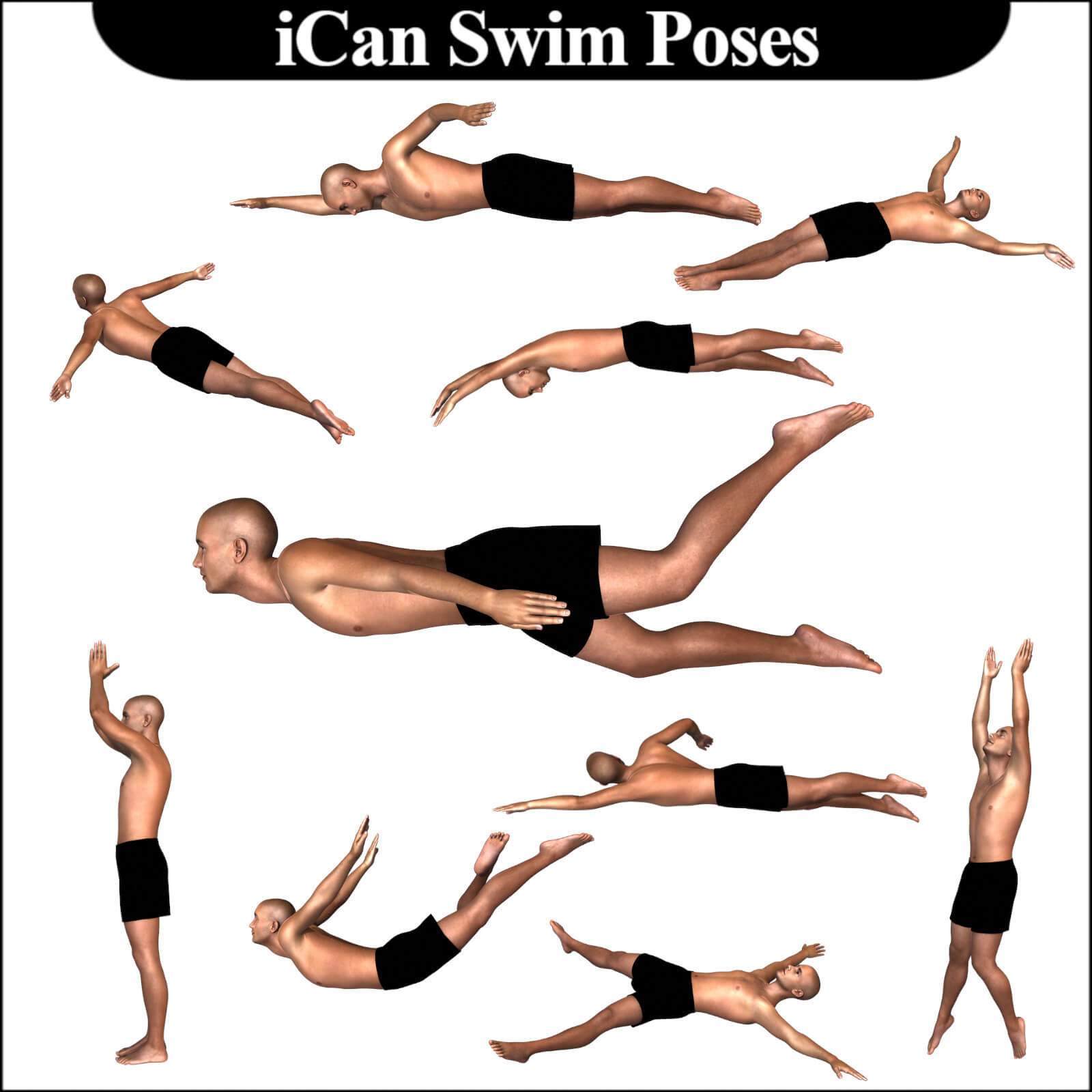 iCan Swim Poses for Genesis 8 Male - Daz Content by rolow