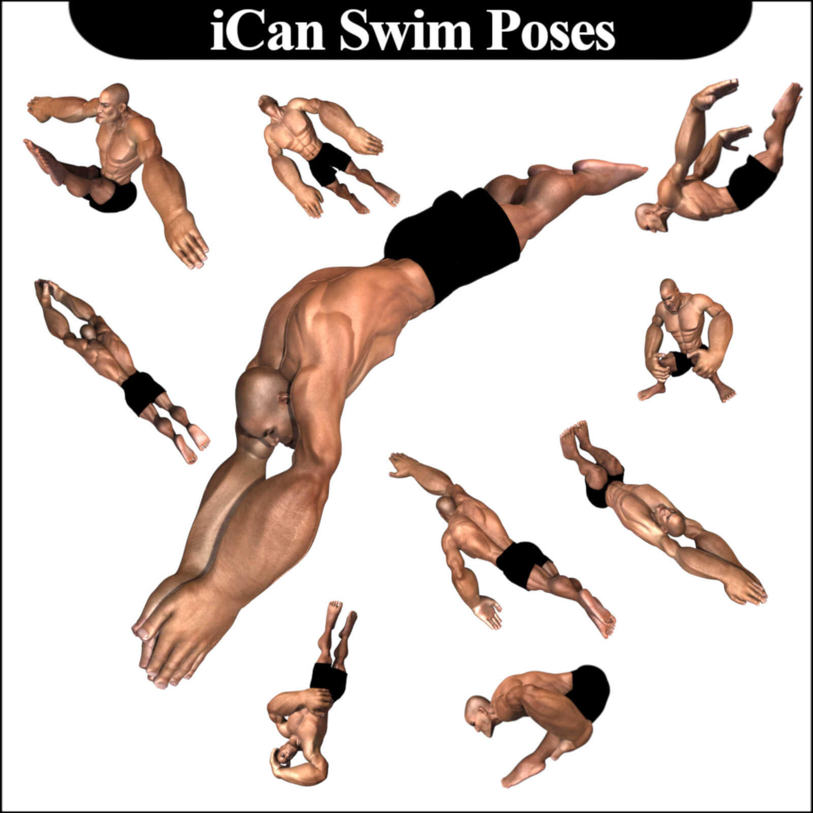 iCan Swim Poses for Toon Dwayne 8 - Daz Content by rolow
