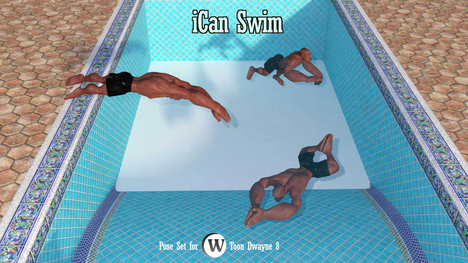 iCan Swim Poses for Toon Dwayne 8 - Daz Content by rolow