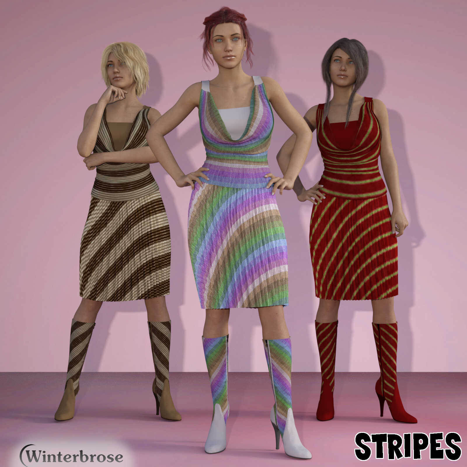 Stripes Styles Complete for The Secretary G8F Outfit - Daz Content by rolow
