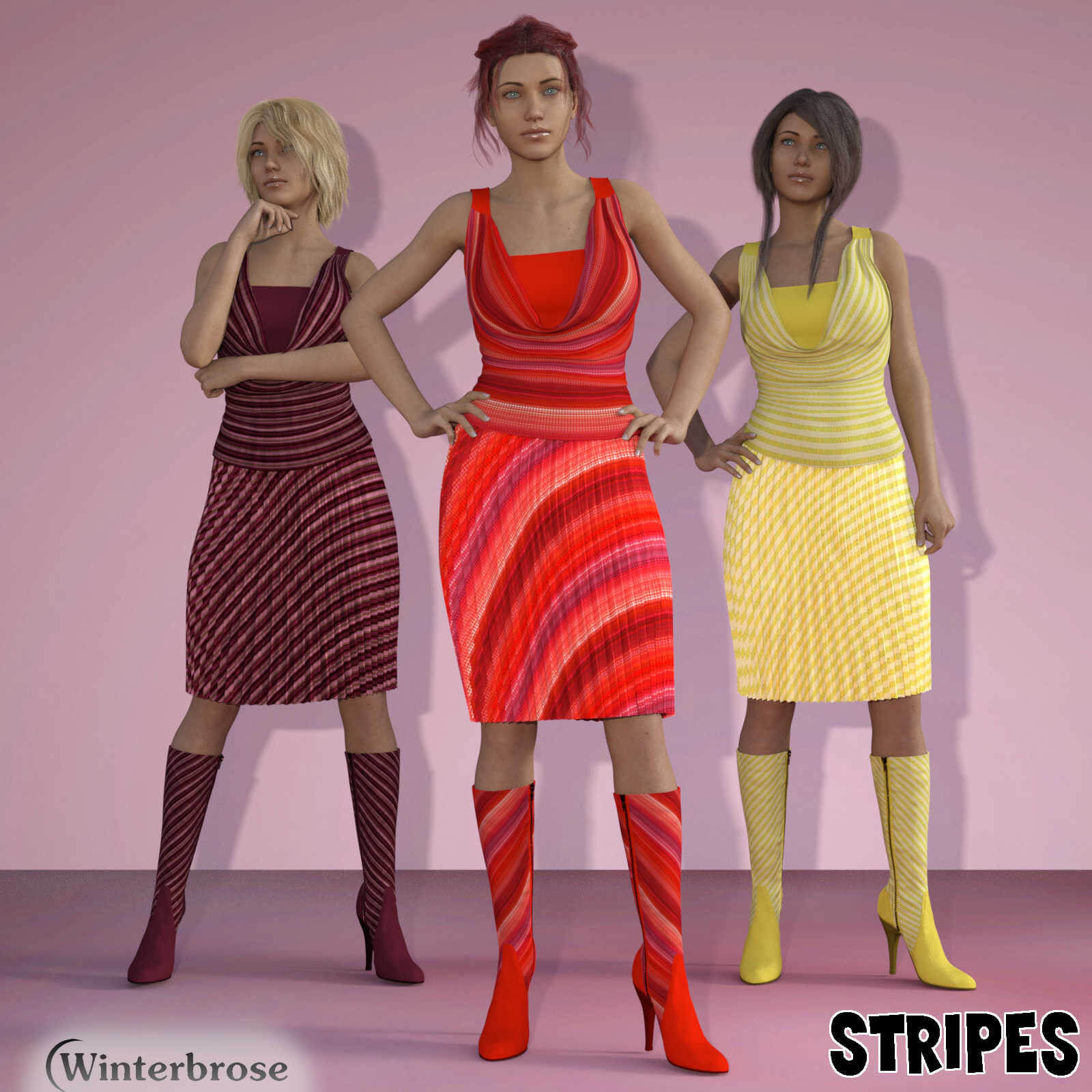Stripes Styles Complete for The Secretary G8F Outfit - Daz Content by rolow