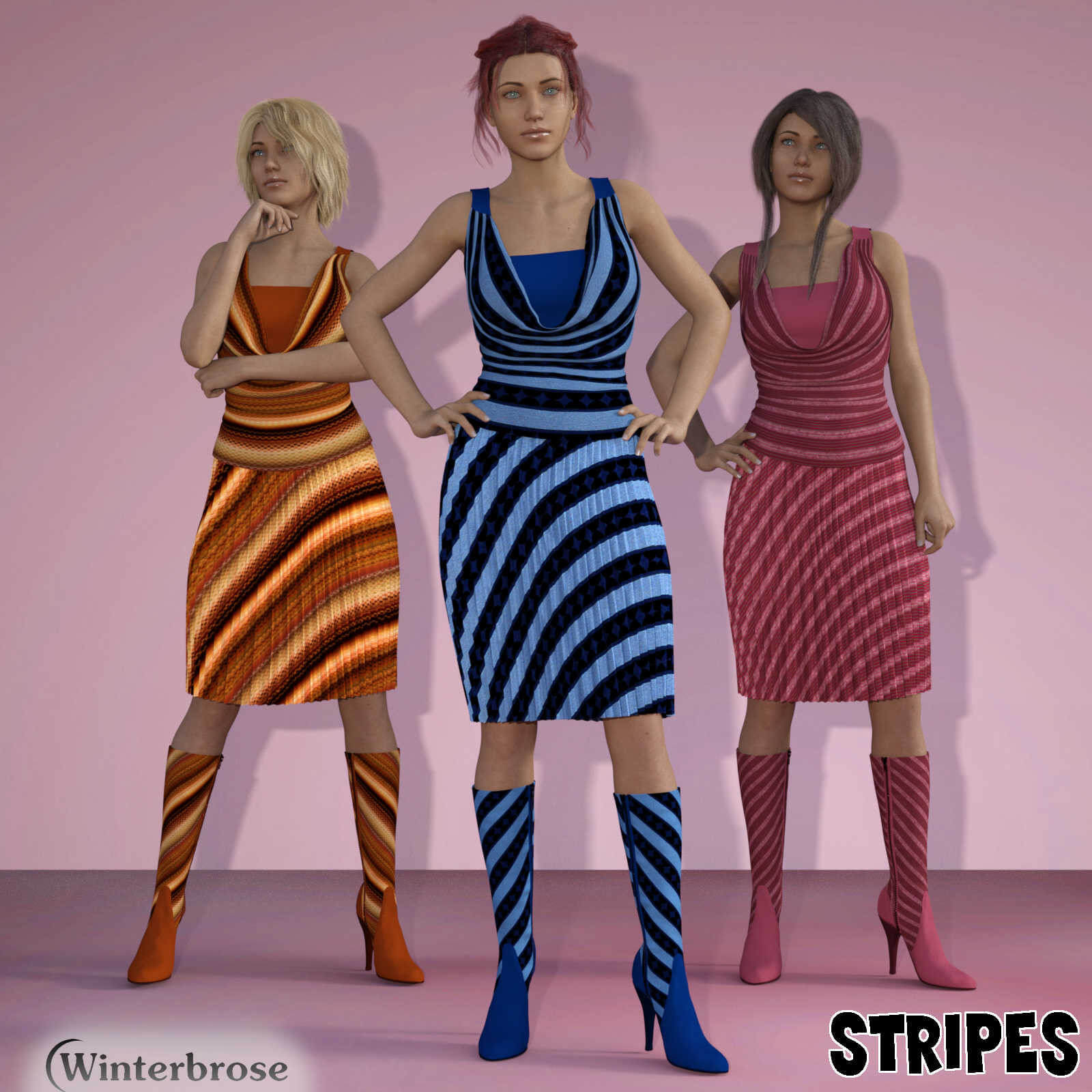 Stripes Styles Complete for The Secretary G8F Outfit - Daz Content by rolow