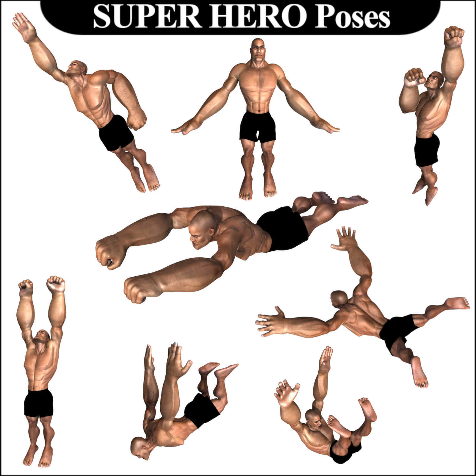 Super Hero Poses for Toon Dwayne 8 in Daz Studio by rolow