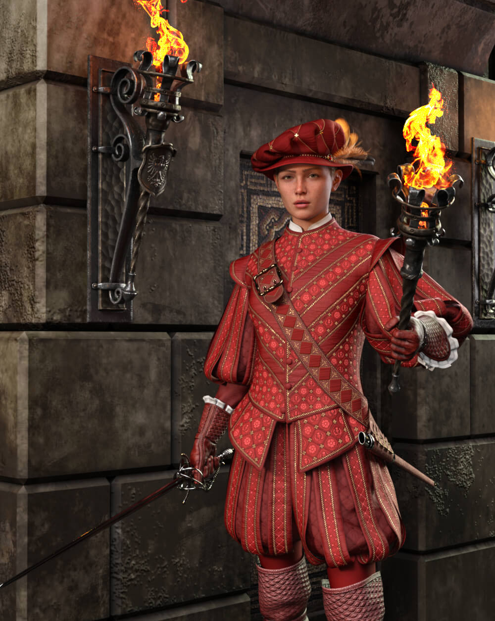 Manor Torch With Hand Poses for G8 & G9 - Daz Content by romarov