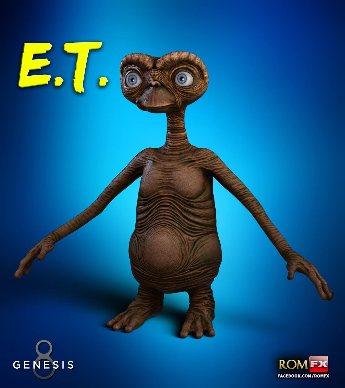 ET The Extra-Terrestrial 3D Render, Digital Art by ROMFX
