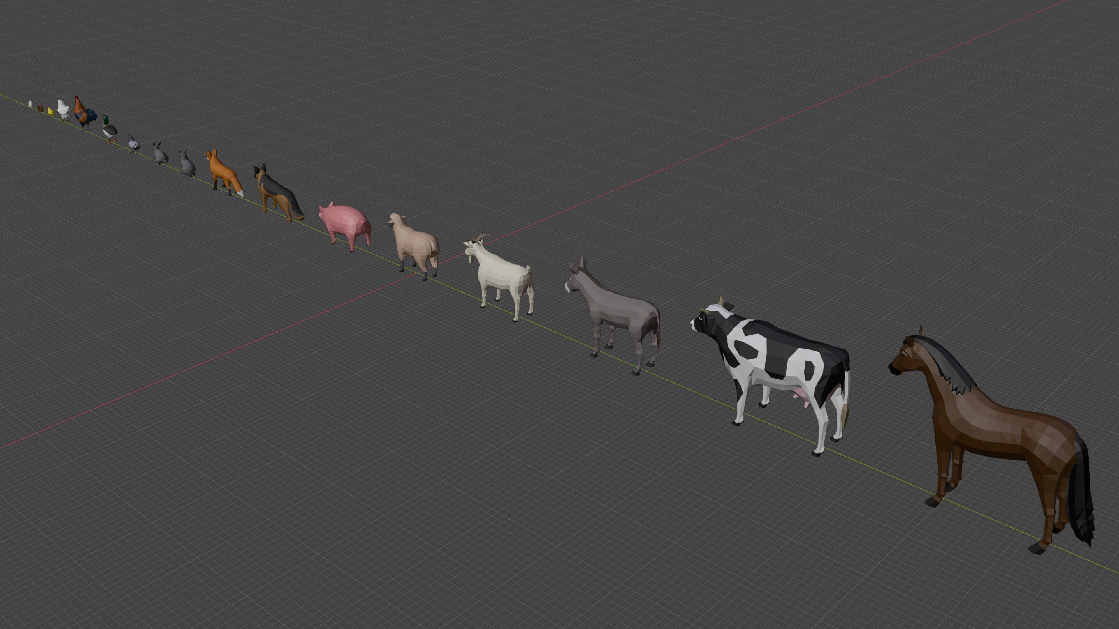 Farm Animals Lowpoly - 3D Model by rossty3d