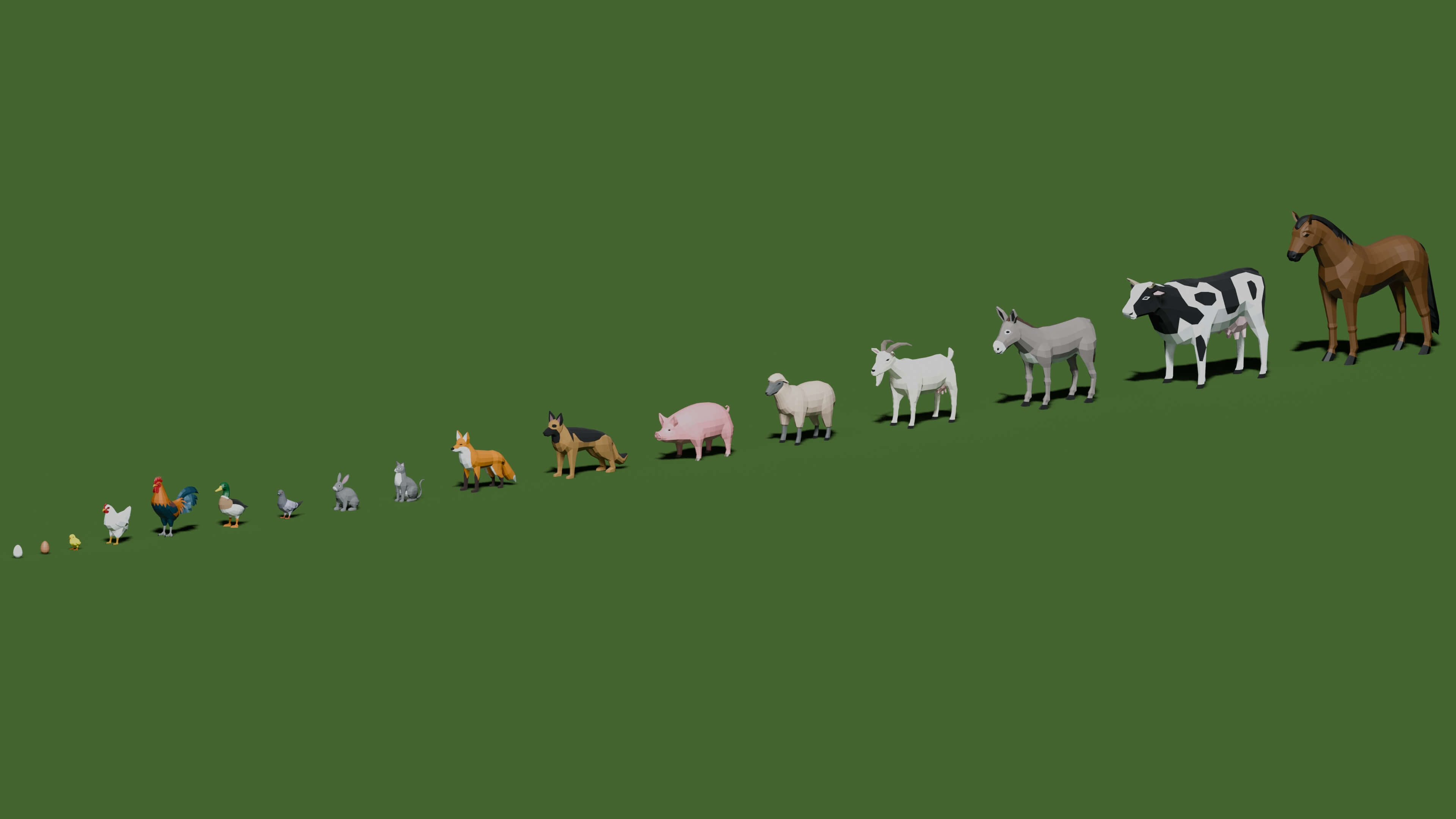 Farm Animals Lowpoly - 3D Model by rossty3d