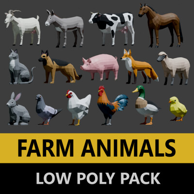 Farm Animals Lowpoly - 3D Model by rossty3d