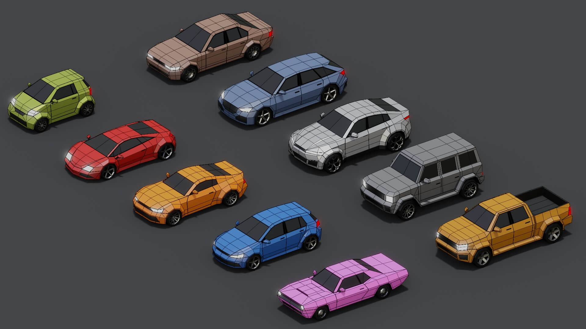 Stylized Lowpoly Cars - 3D Model by rossty3d