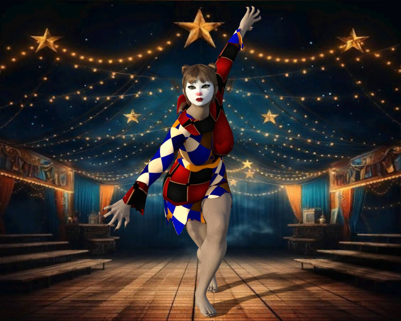 Crazy Clown 3D Render, Digital Art by Rozsakert67