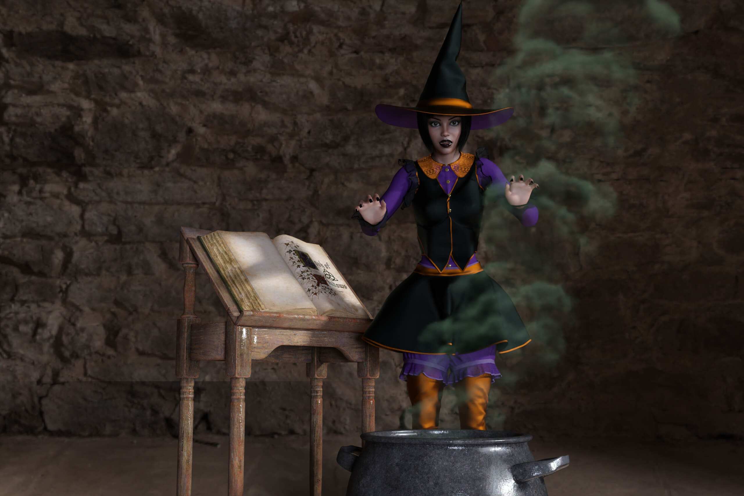 Franzi the little witch 3D Render, Digital Art by Rozsakert67