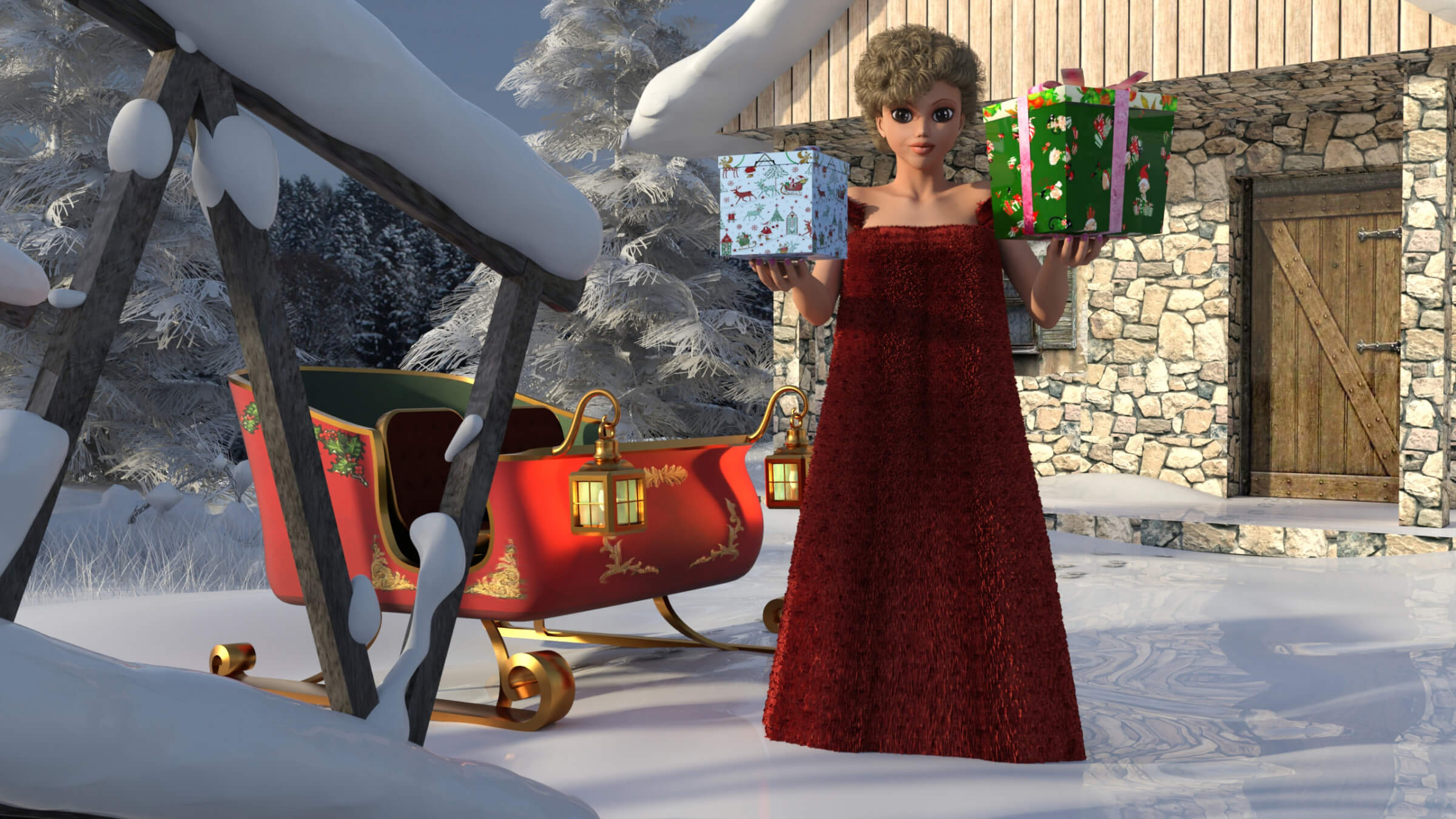 I brought a present... 3D Render, Digital Art by Rozsakert67