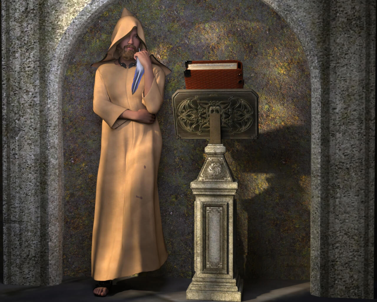 The Chronicler 3D Render, Digital Art by Rozsakert67