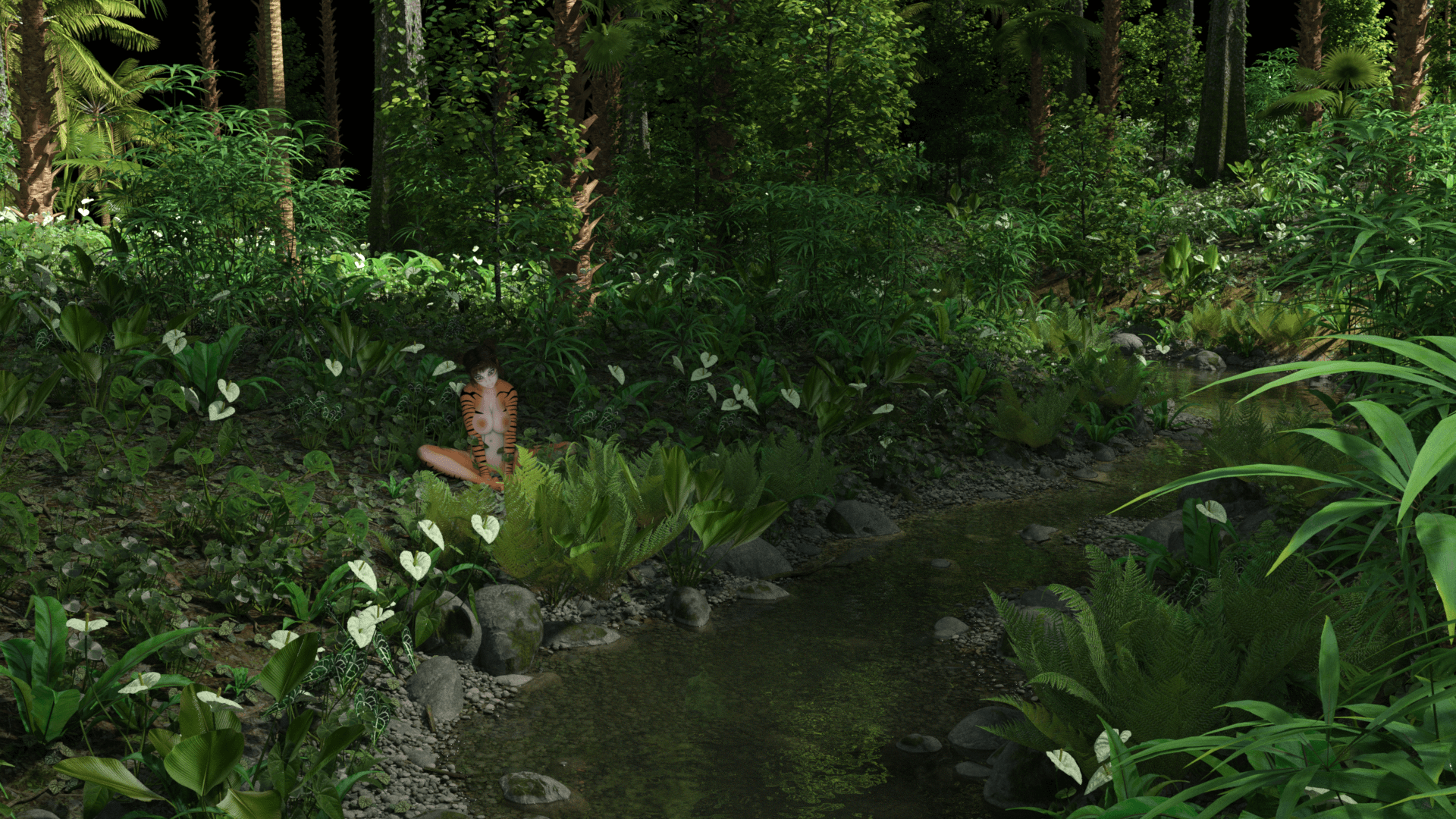 Waiting By A Stream 3D Render, Digital Art by rrkknight3