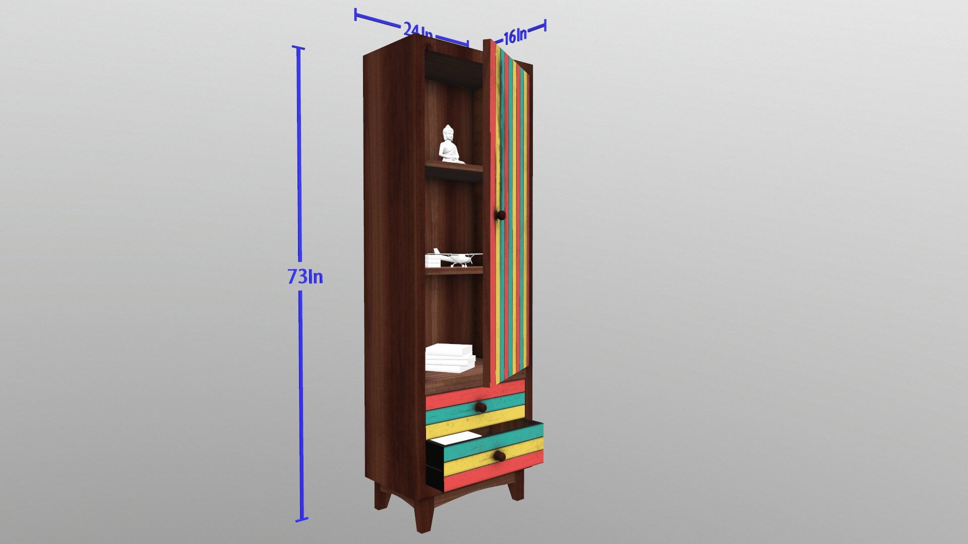Wood Storage Cabinet - 3D Model by rushikesh mhetre
