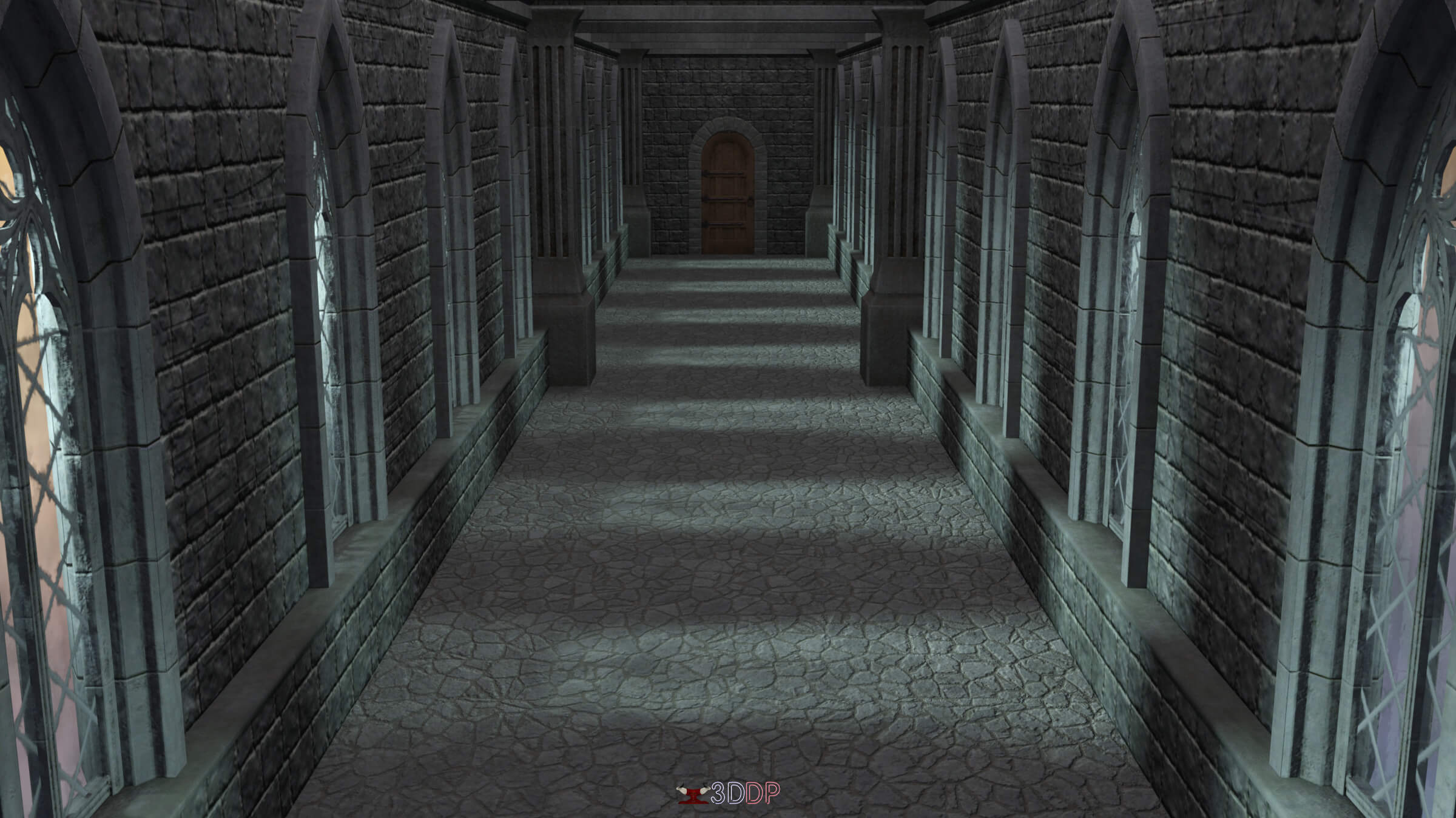 Blue Hall 3D Render, Digital Art by Rviger33