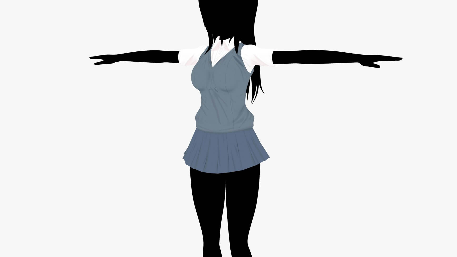 Anime Girl - School Uniform 3D Model by RYANMAICOL