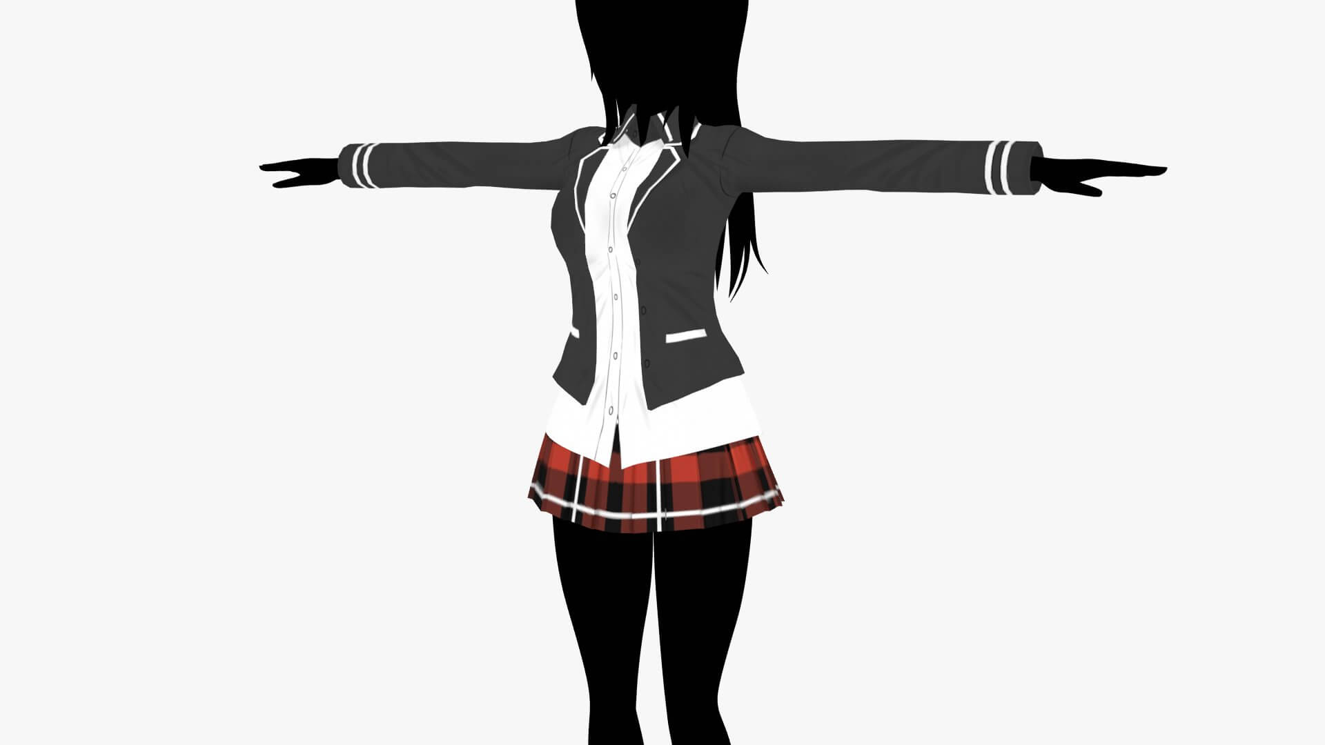 Anime Girl - School Uniform 3D Model by RYANMAICOL