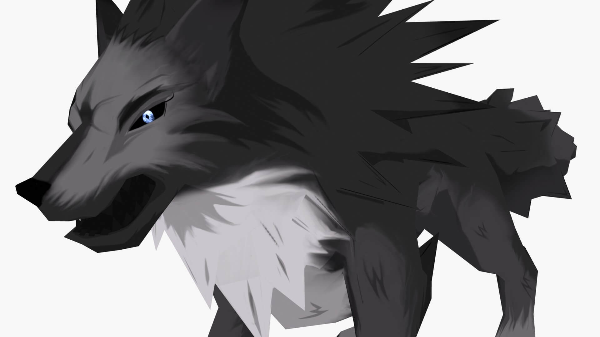 Black And White Anime Wolf