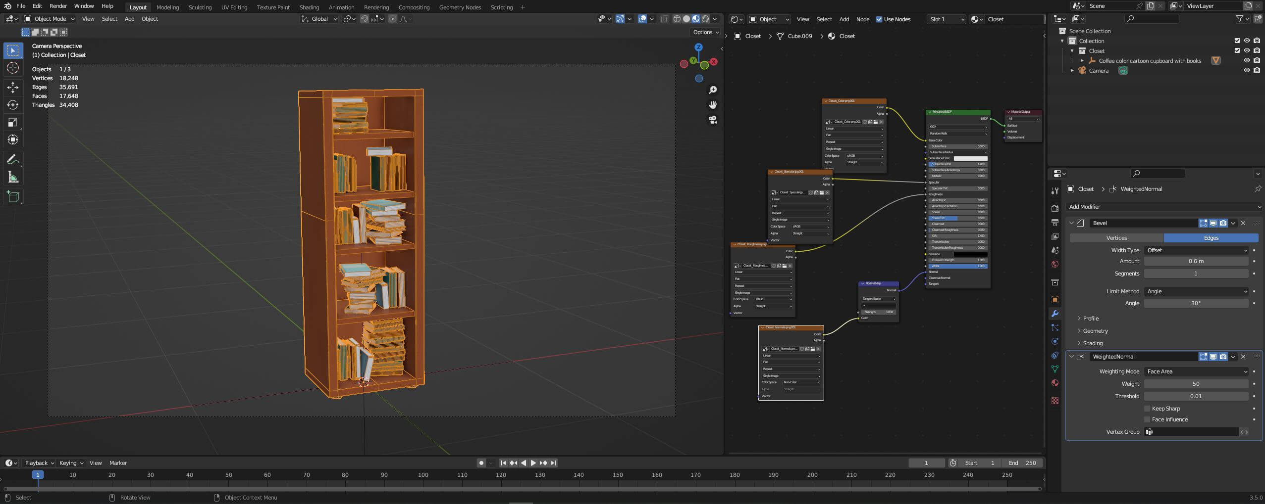 Cartoon Closet With Books - 3D Model by RYANMAICOL