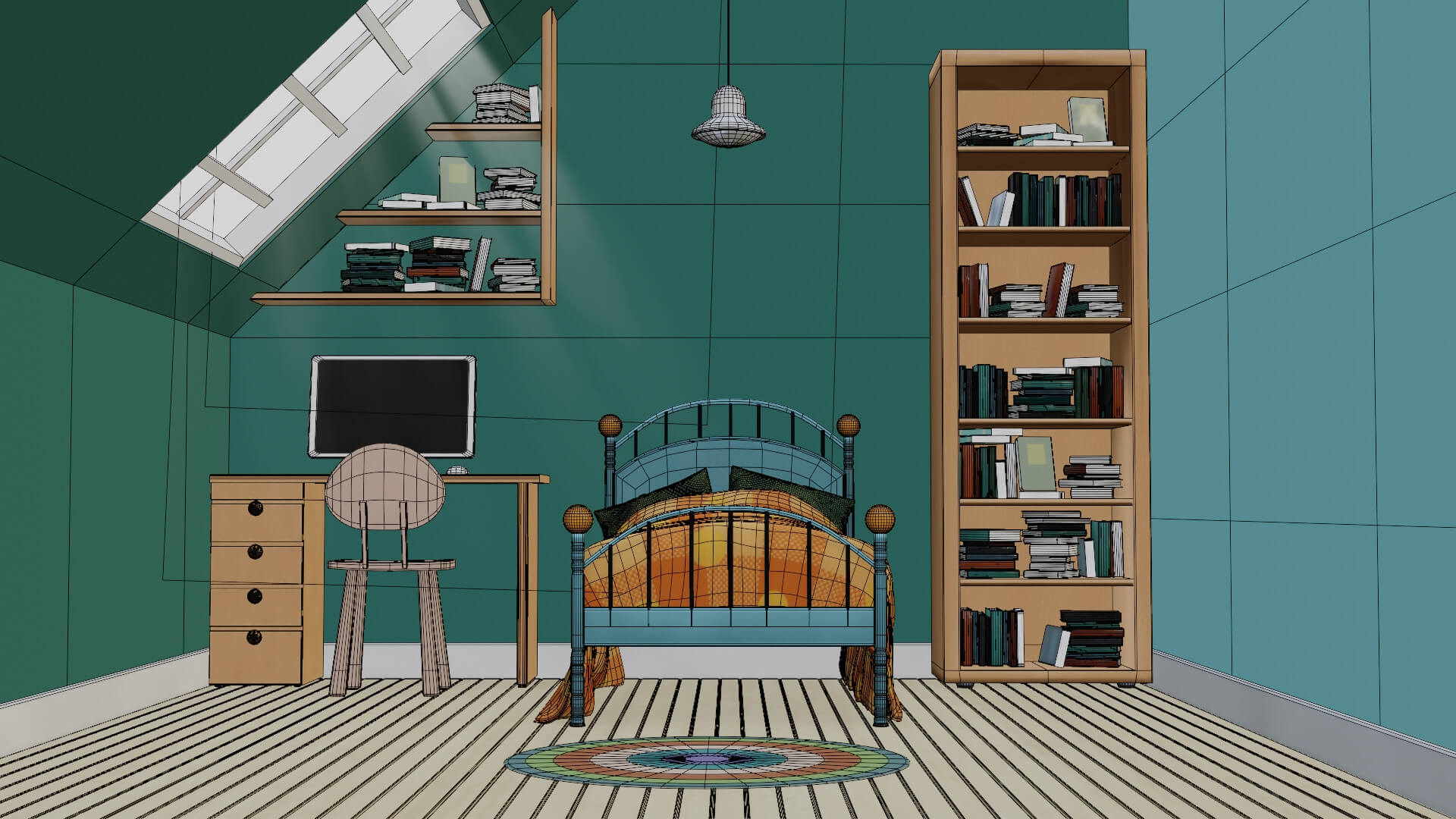 Cartoon Bedroom 002 - 3D Model by RYANMAICOL