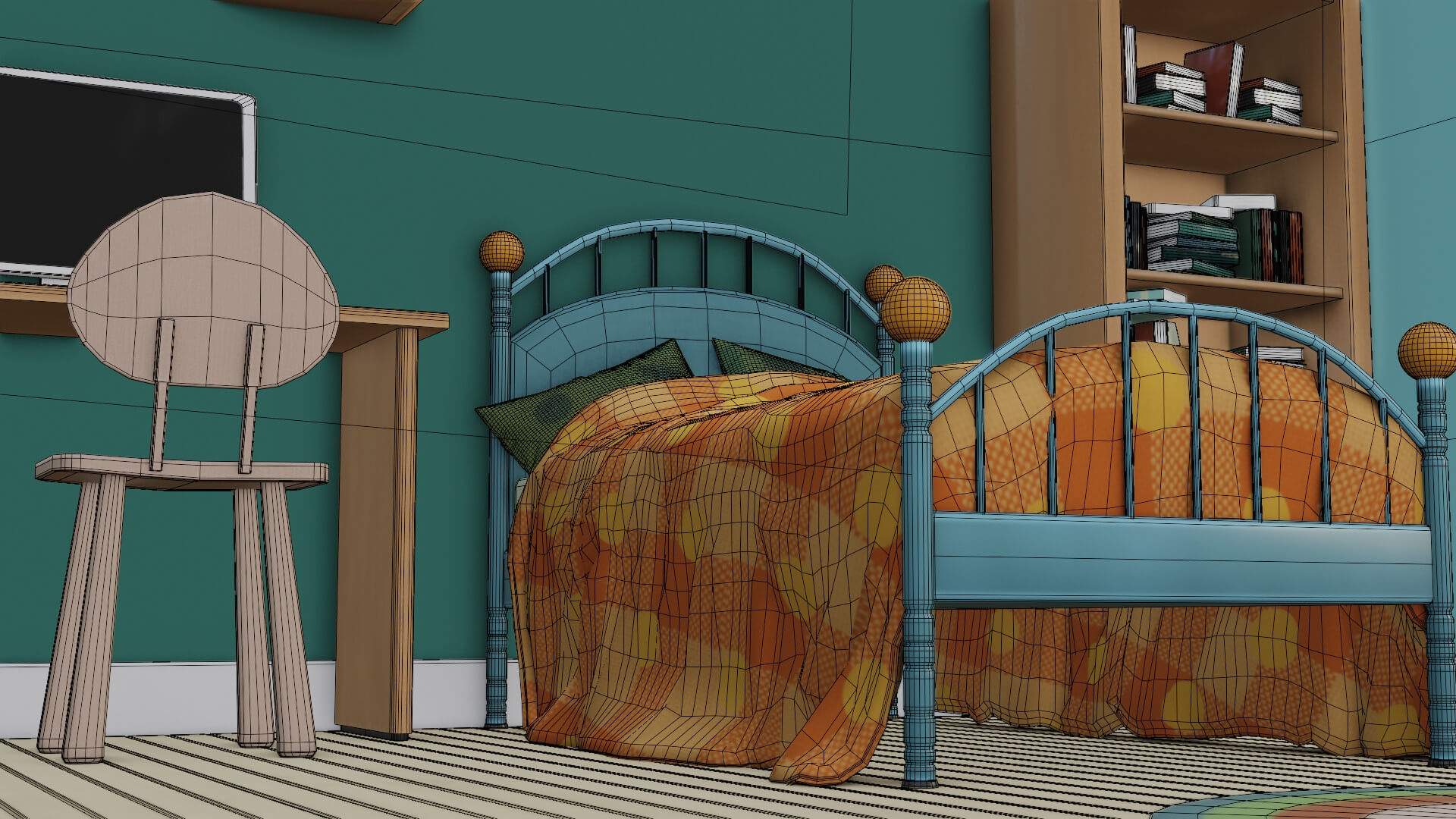 Cartoon Bedroom 002 - 3D Model by RYANMAICOL