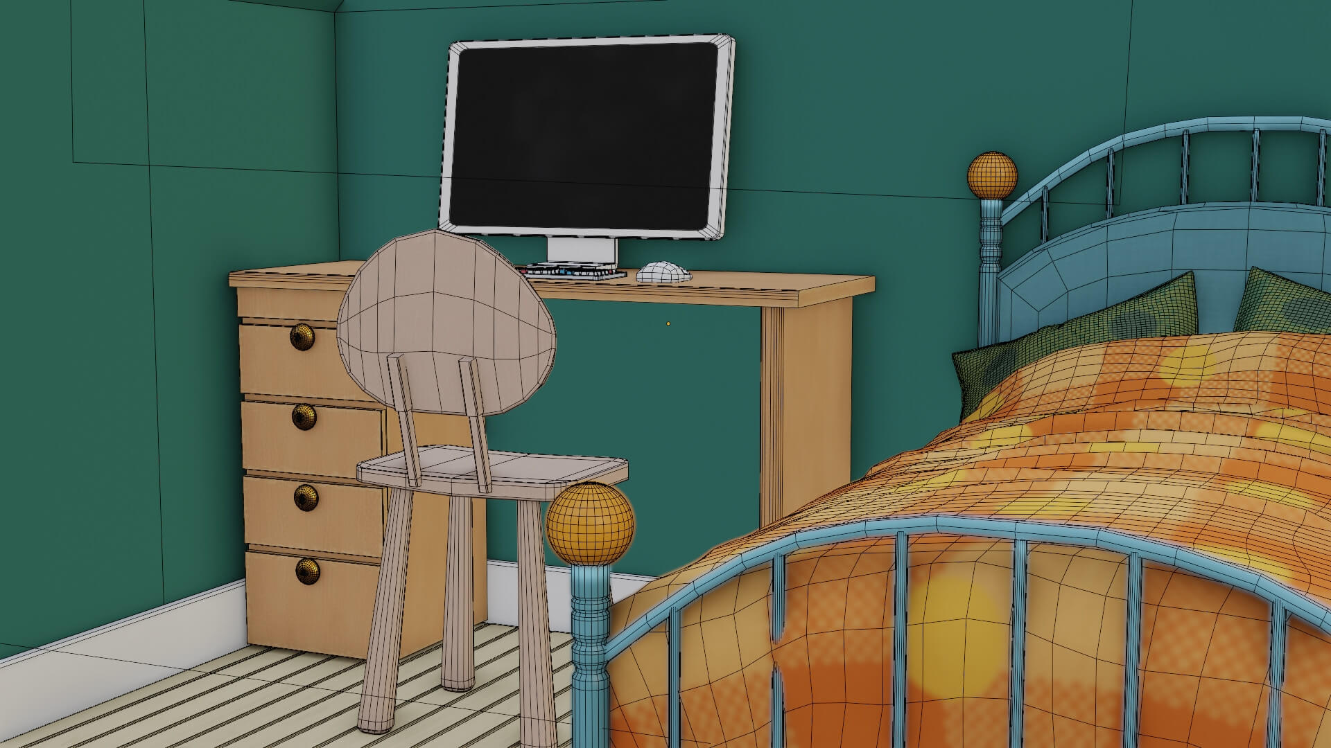 Cartoon Bedroom 002 - 3D Model by RYANMAICOL