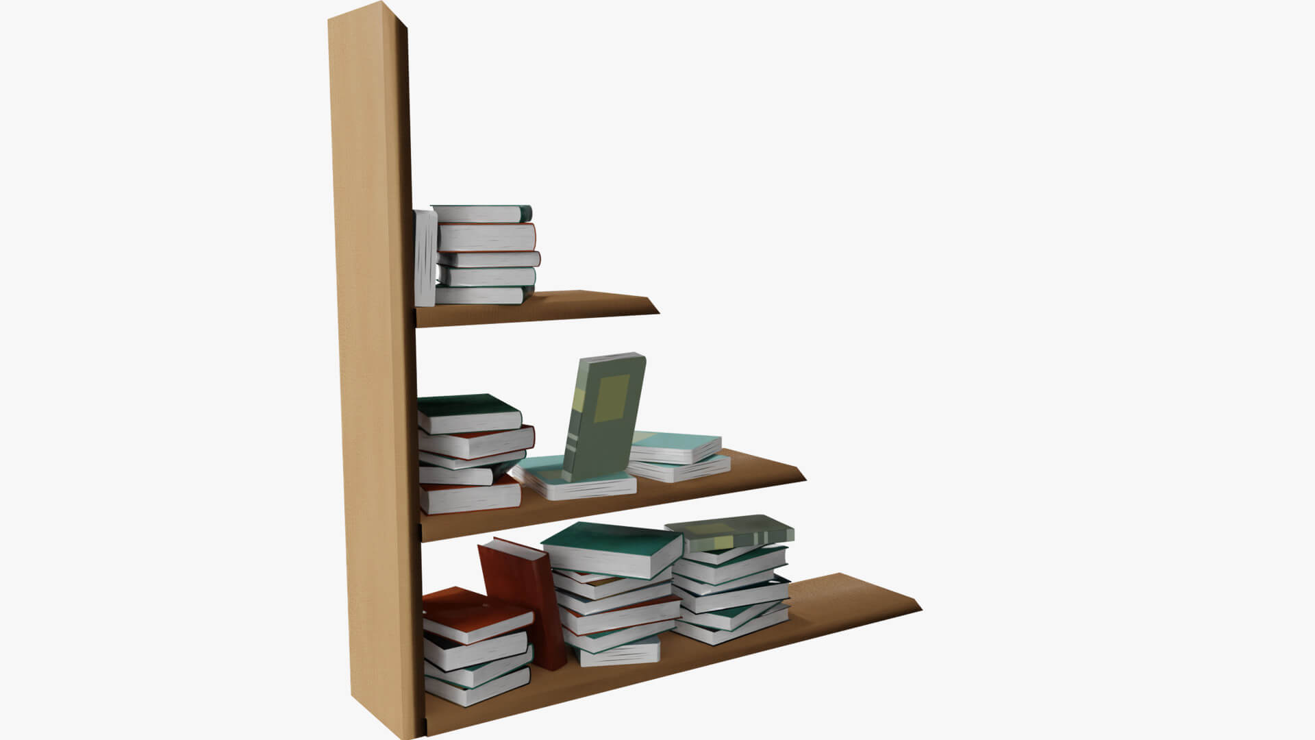 Cartoon Wall Shelf With Books - 3D Model by RYANMAICOL