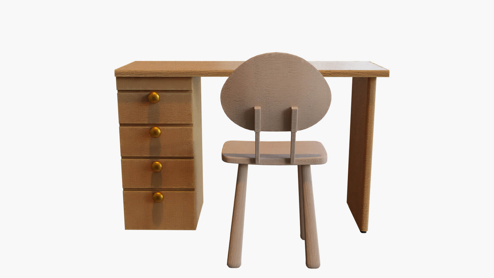 Cartoon Wooden Desk - 3D Model by RYANMAICOL