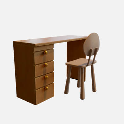 Cartoon Wooden Desk - 3D Model by RYANMAICOL