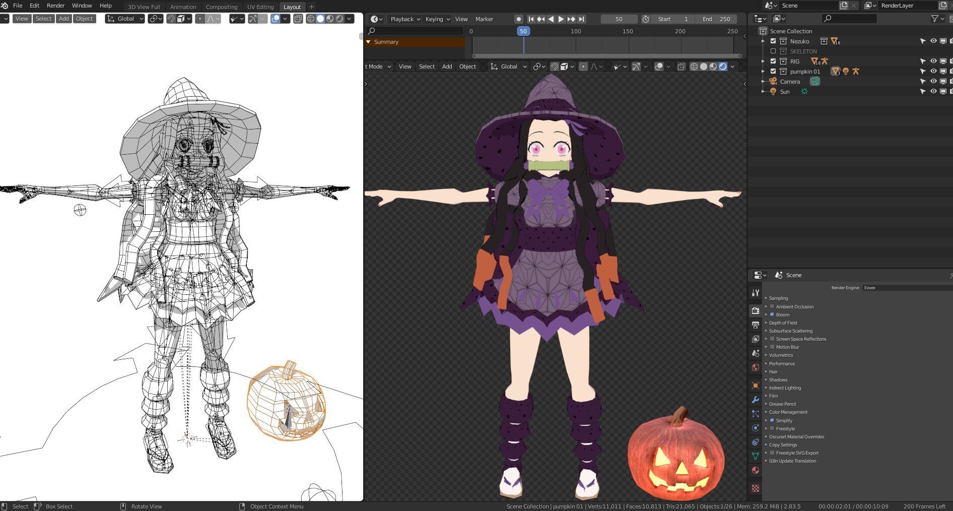 Nezuko Halloween - 3D Model by RYANMAICOL