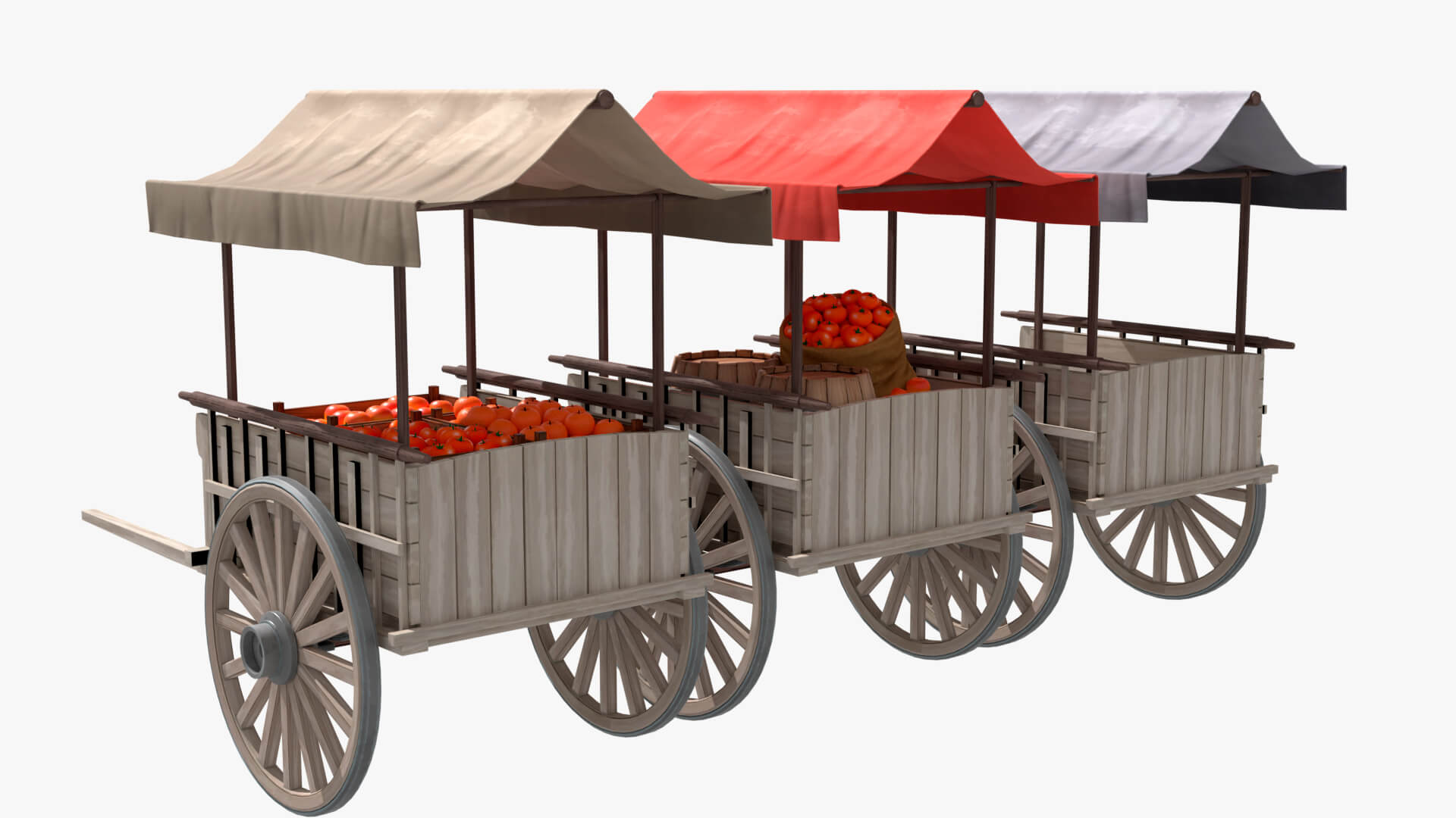 Old Cart With Food - 3D Model by RYANMAICOL