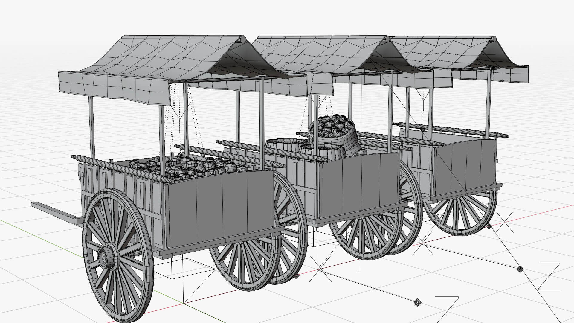 Old Cart With Food - 3D Model by RYANMAICOL